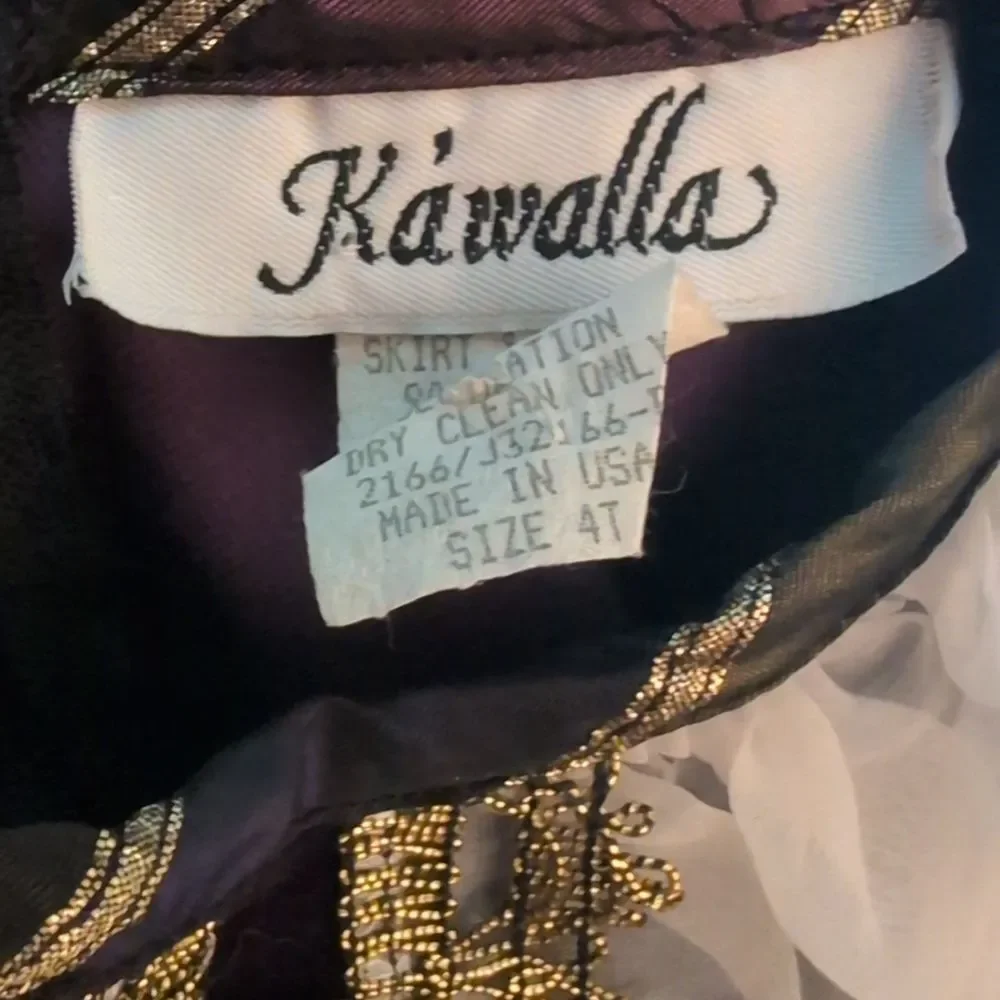 Vintage | Dresses | Vintage Girls Kawalla Purple Gold Satin Velvet ...